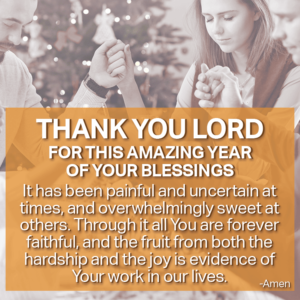 Thank you Lord for this amazing year of your blessings